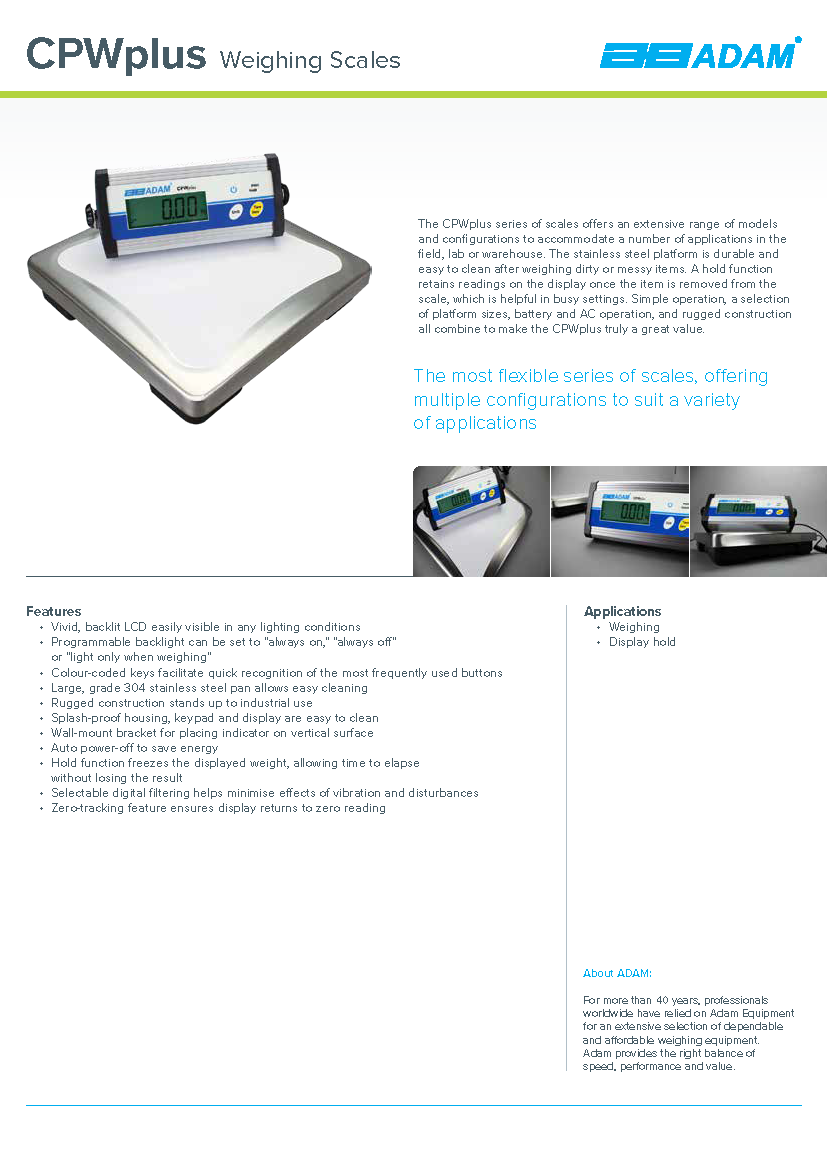 Adam Equipment CPWplus Bench and Floor Scales