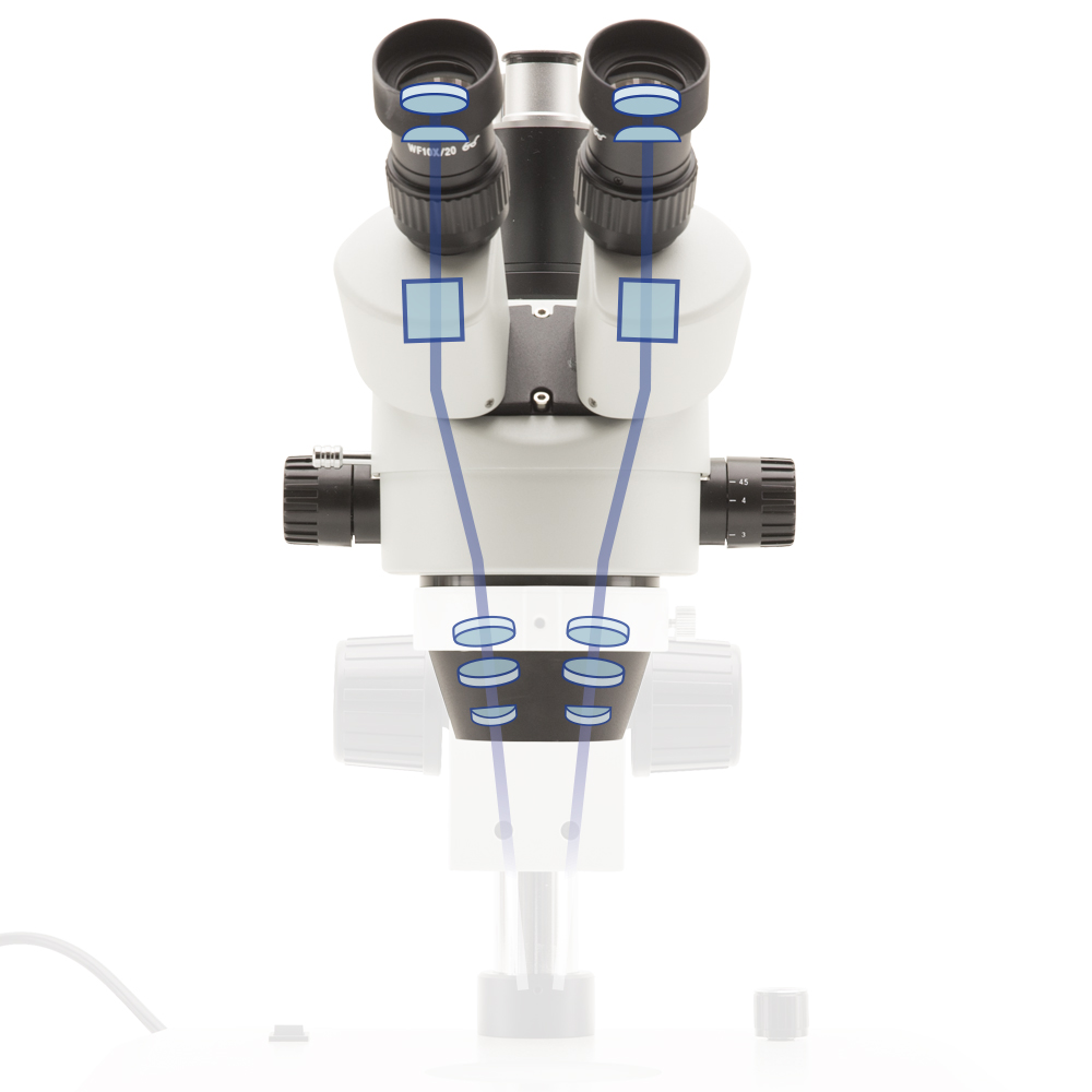 Optika SZP-6e CMO Stereomicroscope ERGO Head, 8x-50x, Zoom Ratio 6.25:1